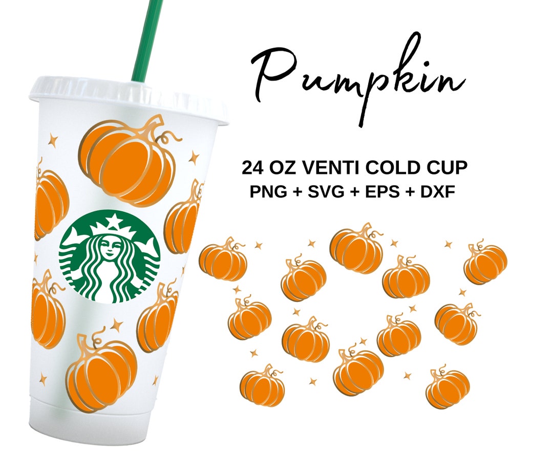 Pumpkin Svg - 24oz Venti Cold Cup Svg, Cold Cup Wrap, Svg Files for ...