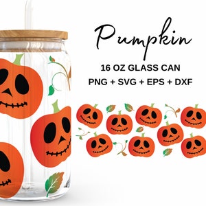 Spooky Pumpkin Svg - 16oz Glass Can Svg, Libbey Glass Can Wrap, Svg ...