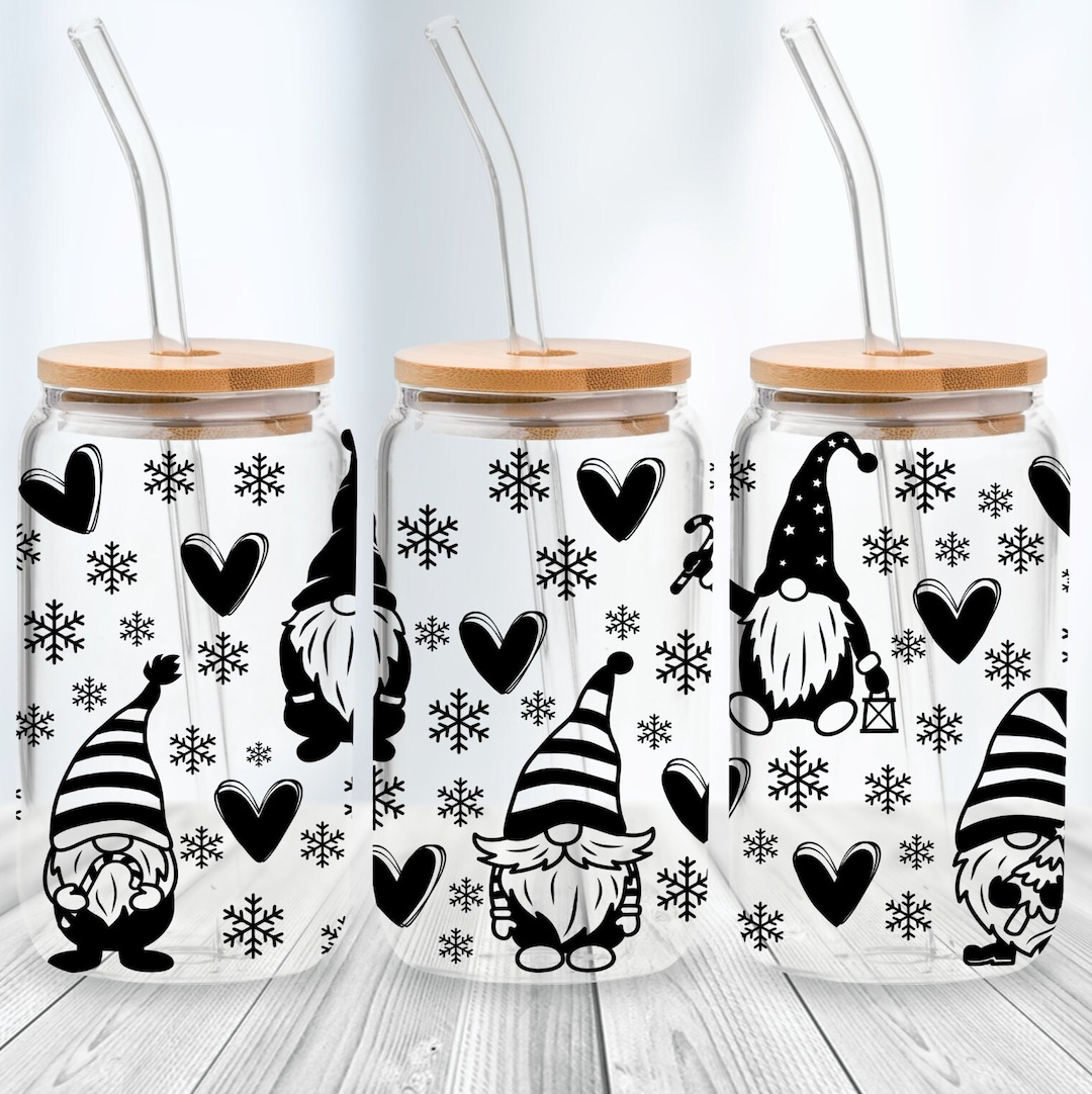Gnome - 16oz Glass Can Svg, Libbey Glass Can Wrap, Svg Files for Cricut ...