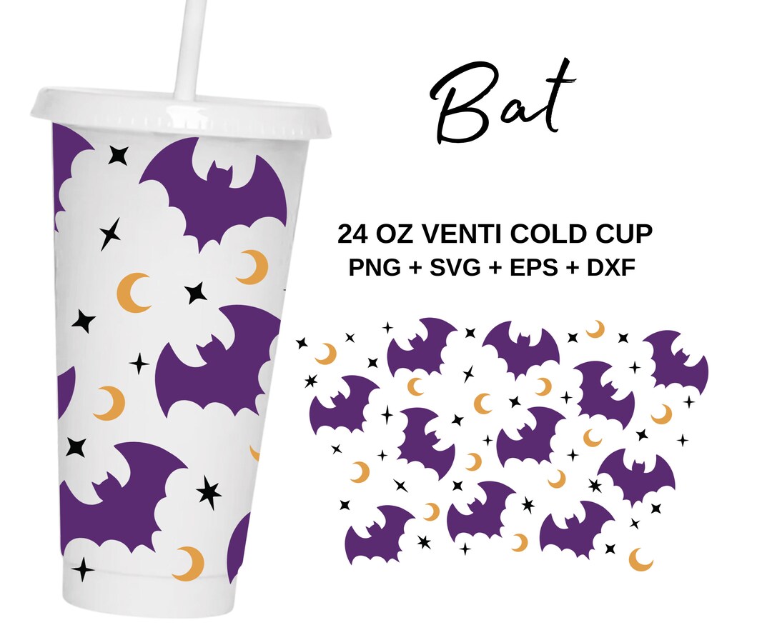 Purple Bat Svg - 24oz Venti Cold Cup Svg, Cold Cup Wrap, Svg Files for ...