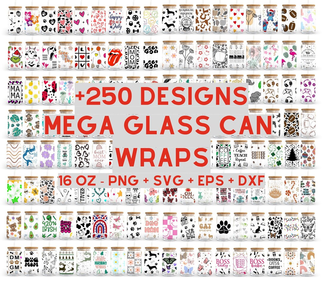 Libbey Glass Can Bundle 16oz Glass Can Svg, Libbey Glass Can Wrap, Svg ...
