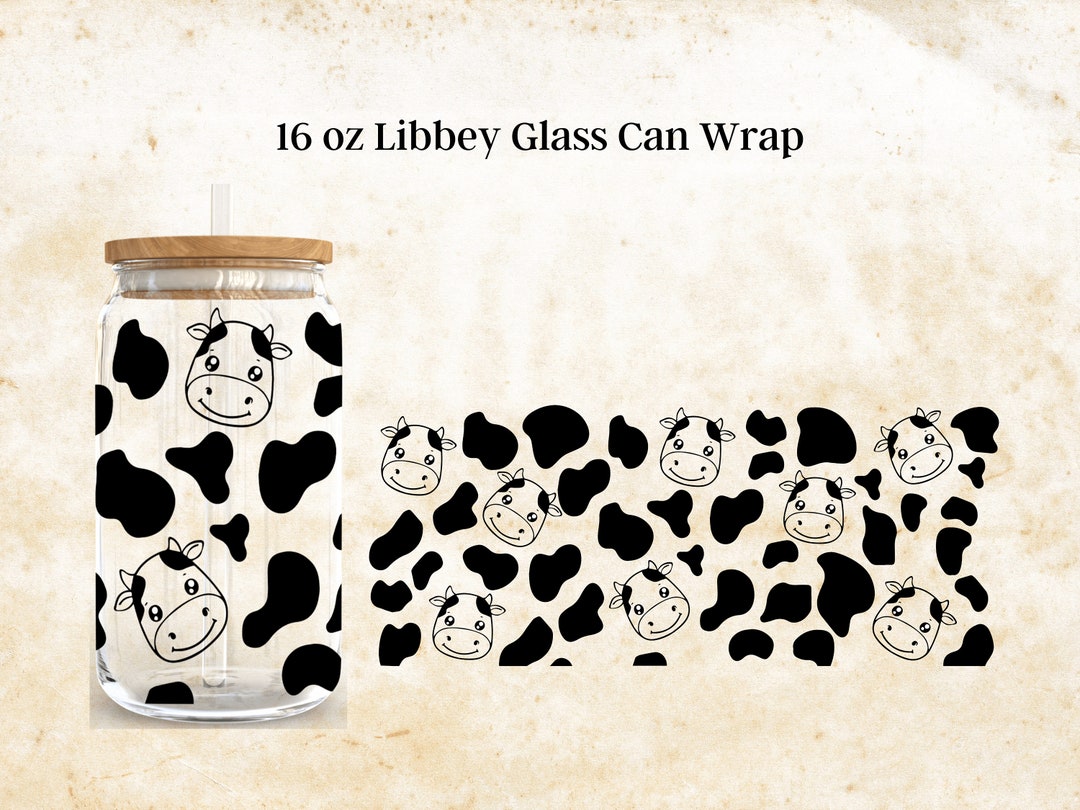 Baby Cow 16oz Libbey Glass Can Wrap Svg, Cow Stained Beer Glass Can ...