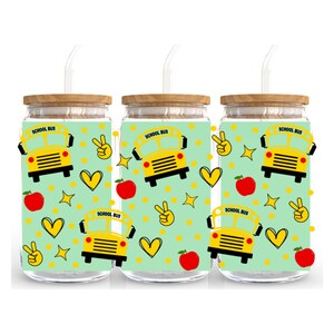 School Bus - 16oz Glass Can Svg, Libbey Glass Can Wrap, Svg Files for ...