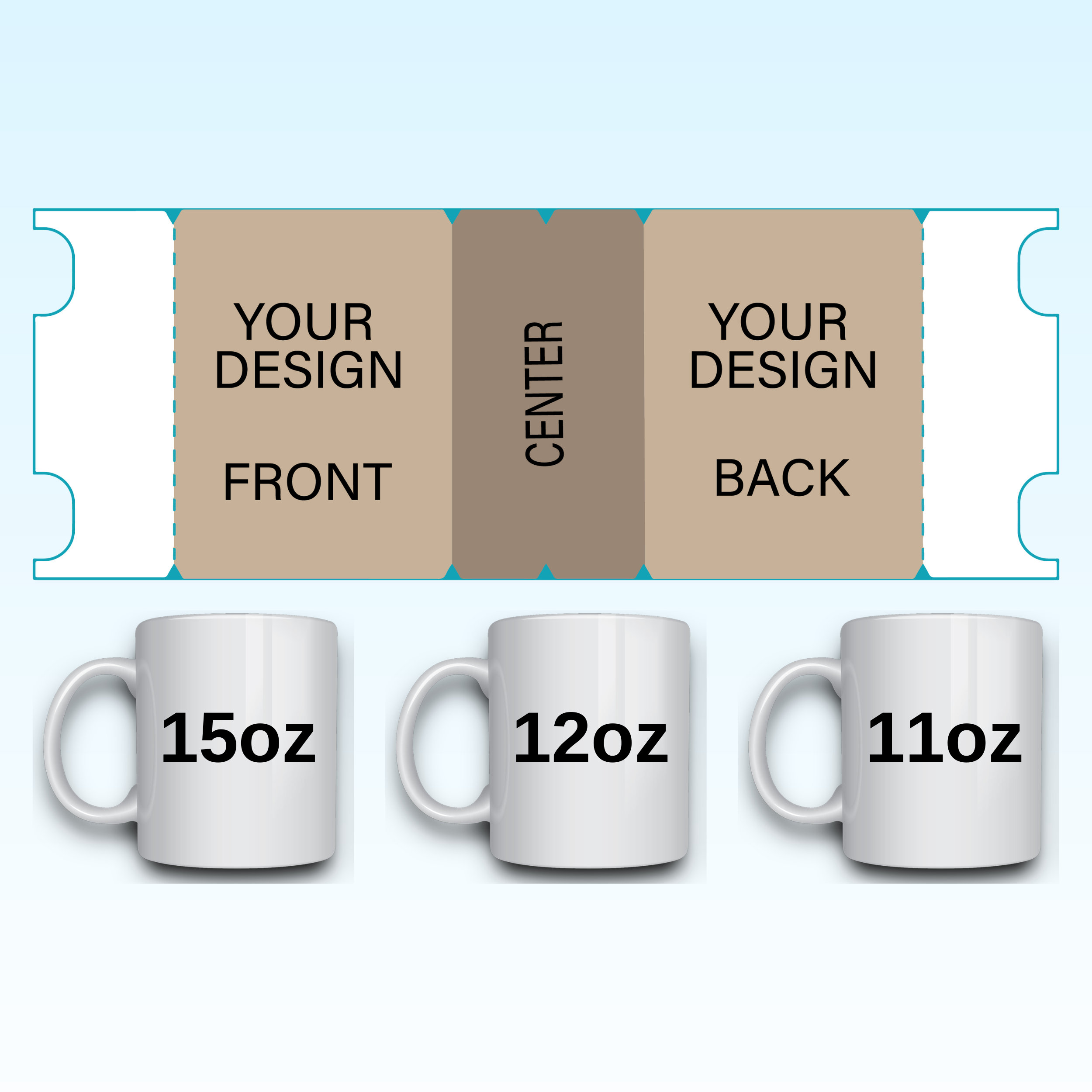 Paquete de plantillas de taza de 11 oz, 12 oz y 15 oz, plantilla de ...