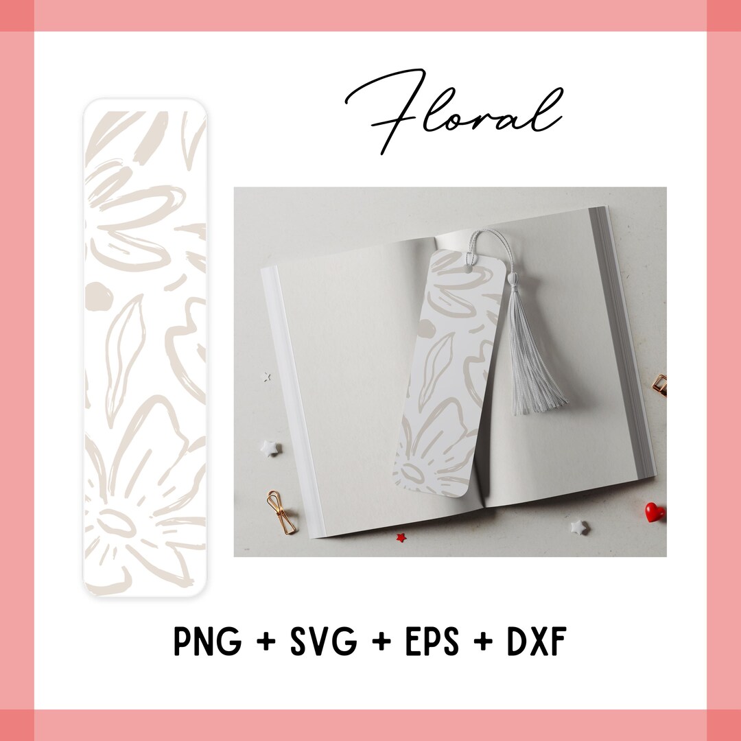 Bookmark SVG - Bookmark Template SVG, Seamless Floral SVG, Floral ...
