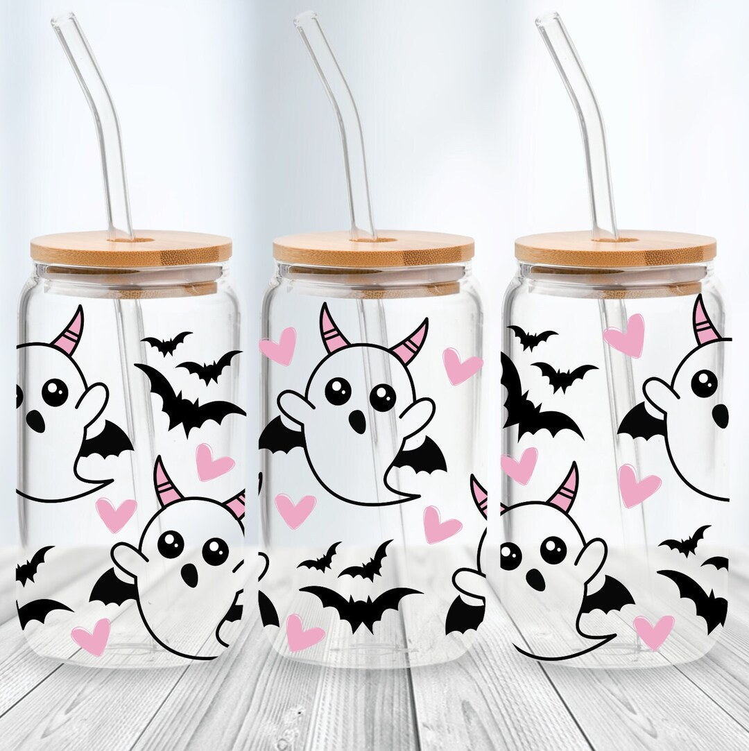 Cute Ghost - 16oz Glass Can Svg, Libbey Glass Can Wrap, Svg Files for ...