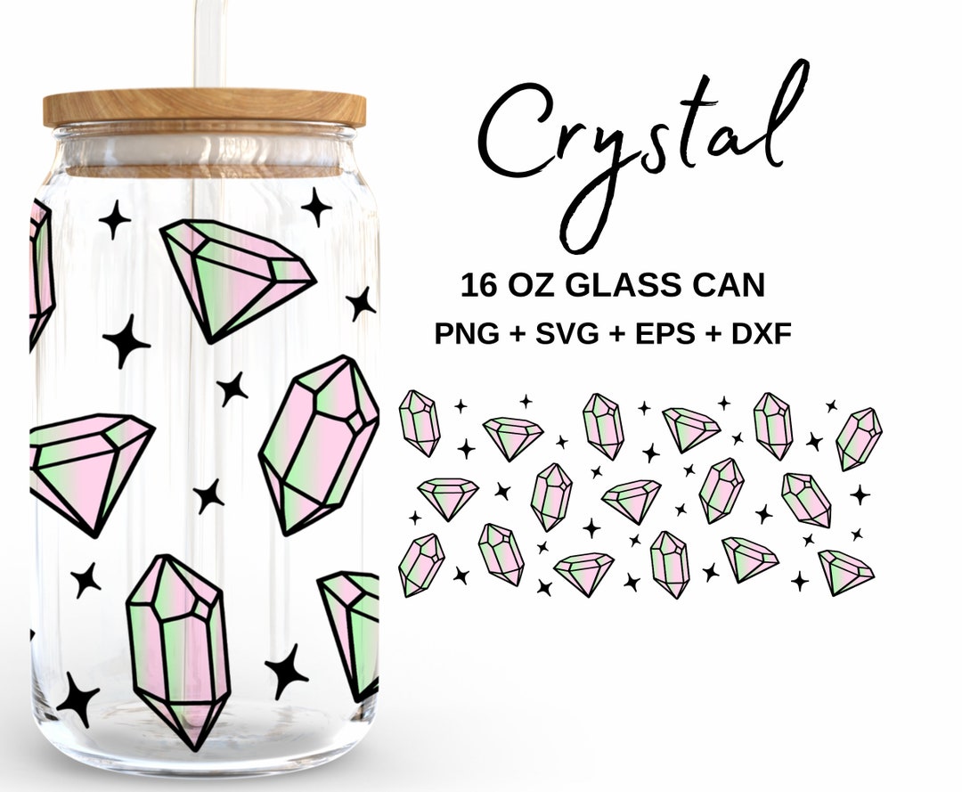 Crystal - 16oz Glass Can Svg, Libbey Glass Can Wrap, Svg Files for ...