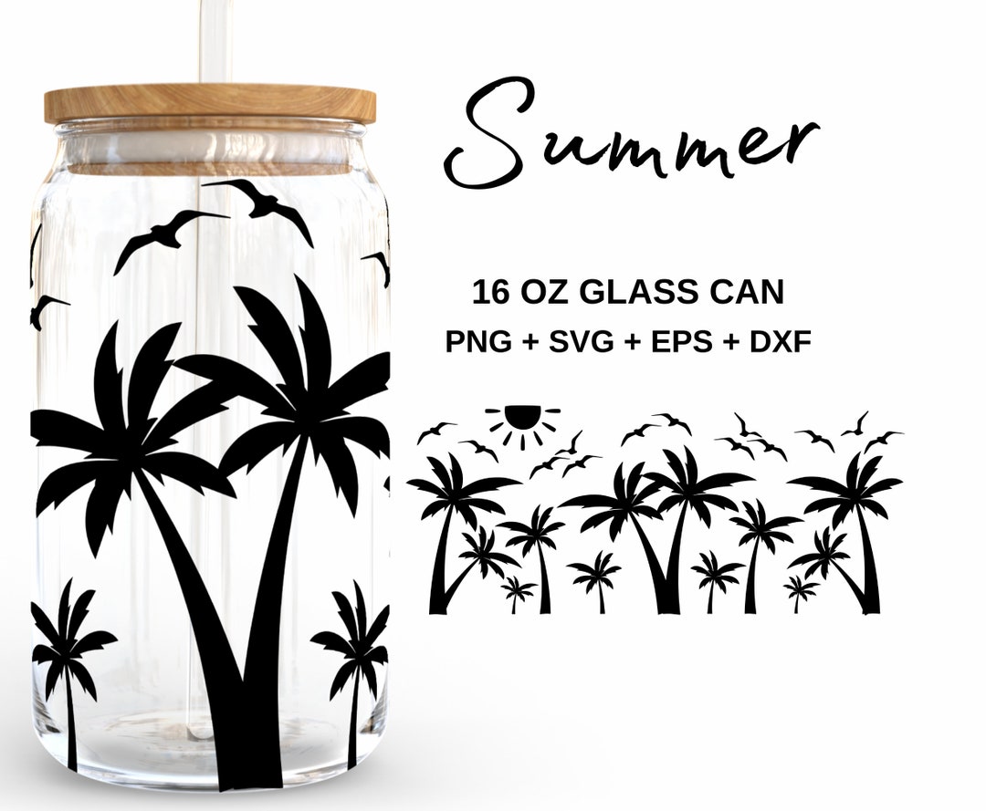 Summer - 16oz Glass Can Svg, Libbey Glass Can Wrap, Svg Files for ...