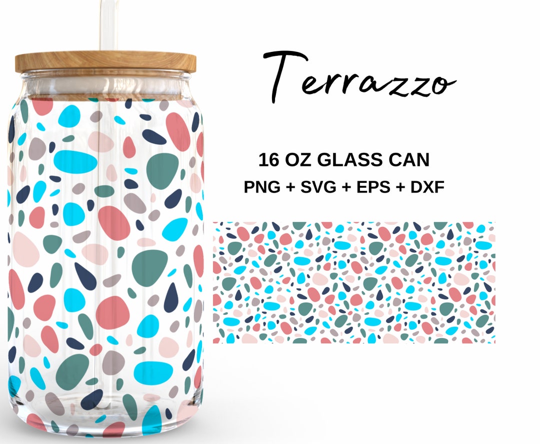 Kiesel Terrazzo 16 Unzen Glasdose svg, Libbey Glass Can Wrap, svg-Dateien für Cricut ...