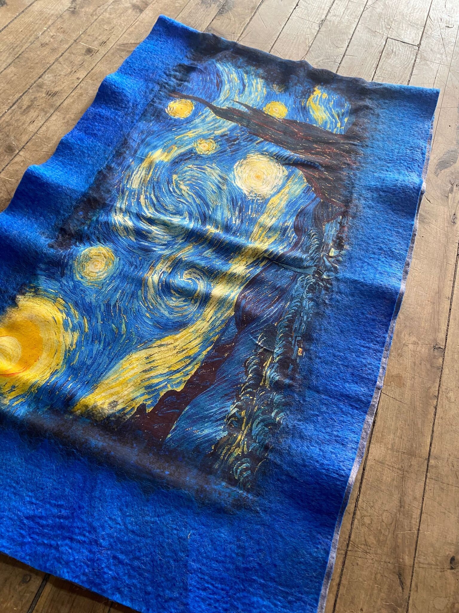 Vincent Van Gogh Starry Night,felt Shawl ,felted Scarf,felt Wrap,silk ...
