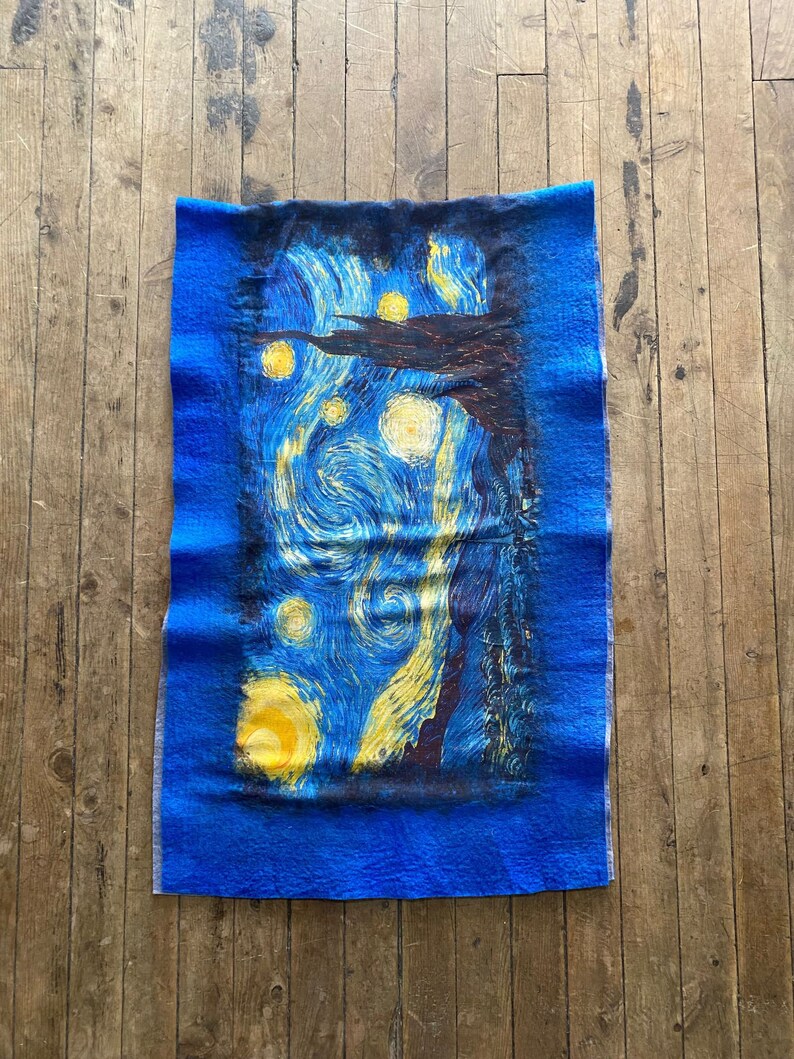 Vincent Van Gogh Starry Night,felt Shawl ,felted Scarf,felt Wrap,silk ...