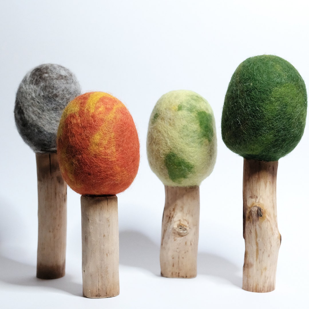 Seasonal Wooden Felt Trees - Set of 4 Tree - Etsy