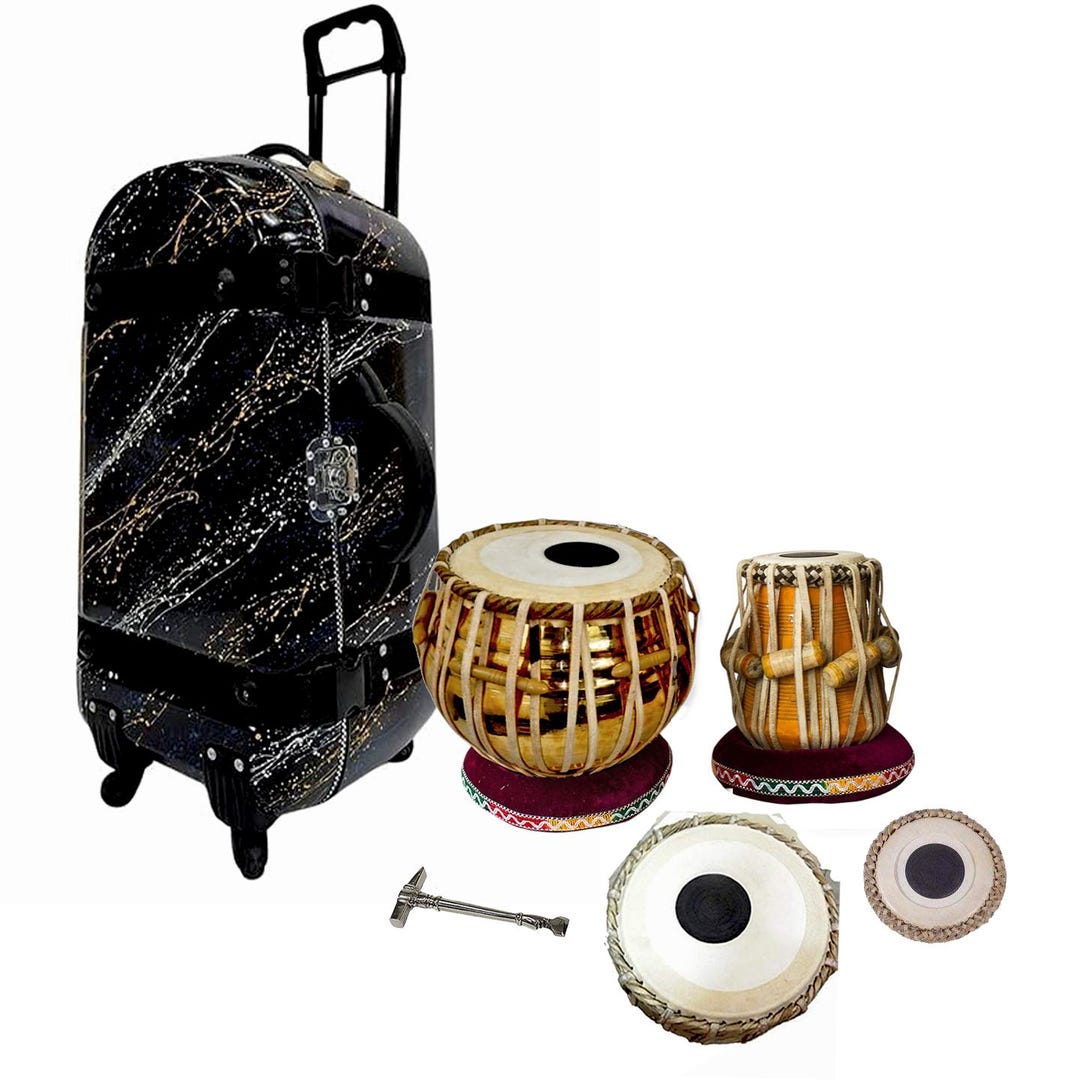 Professional Tabla Drum Set Copper Left and Neem Wood Right With Hammer ...