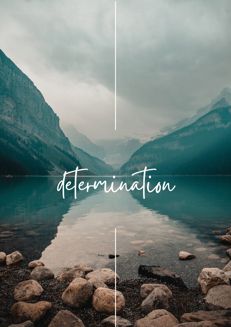 Determination | Strength | Resilience Motivation Wall Art Poster (set ...