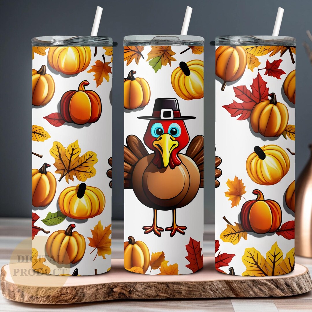 Happy Thanksgiving Sublimation 20oz Tumbler Wrap Png, Cool Thanksgiving ...