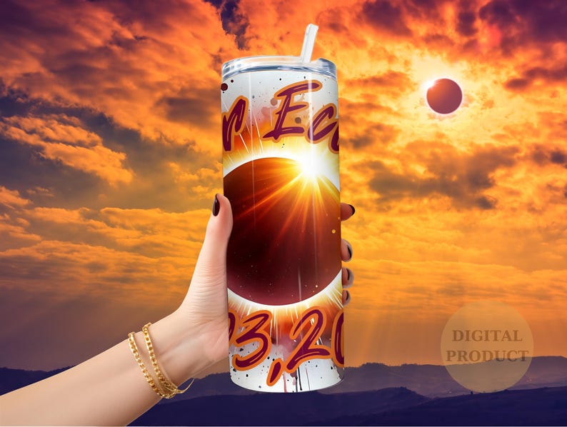 Solar Eclipse 2025 Tumbler Wrap, Celestial Tumbler Png, Outer Space ...