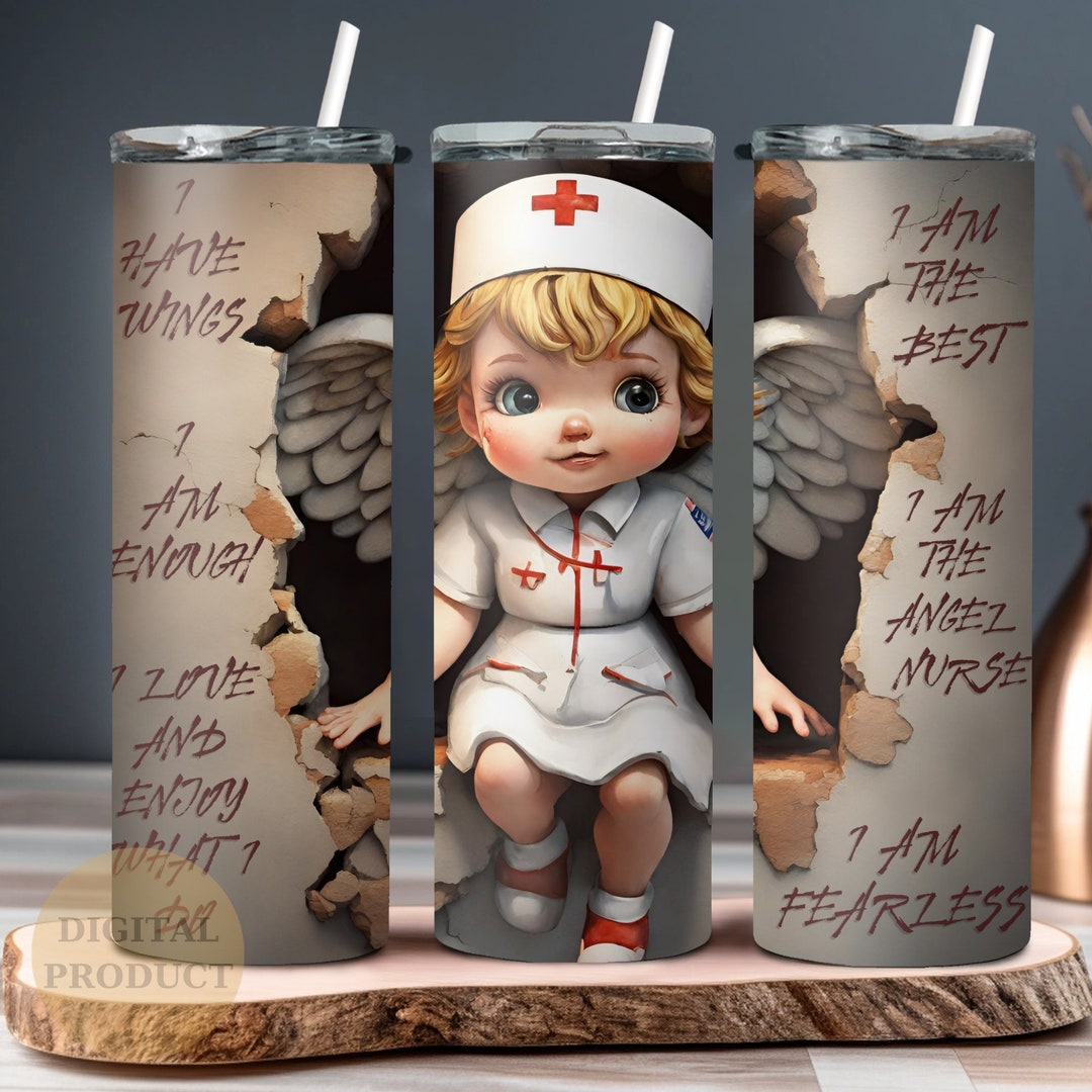 3D Miniature Nurse Tumbler Wrap Png, Nurse Daily Affirmation Tumbler ...