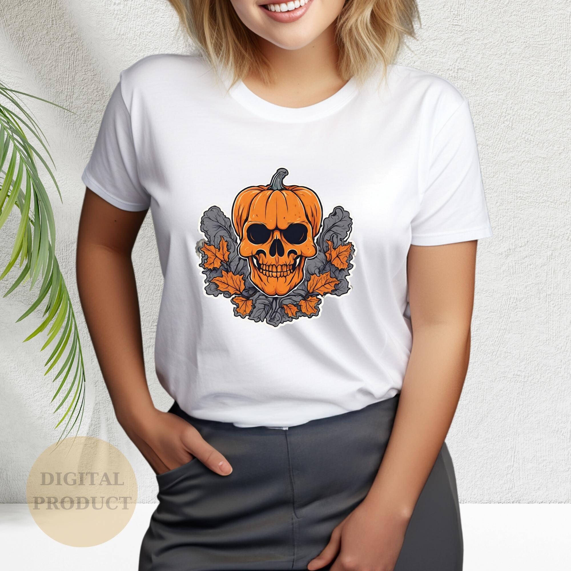 Watercolor Pumpkin Skull SVG Autumn Leaves Illustration, Halloween ...