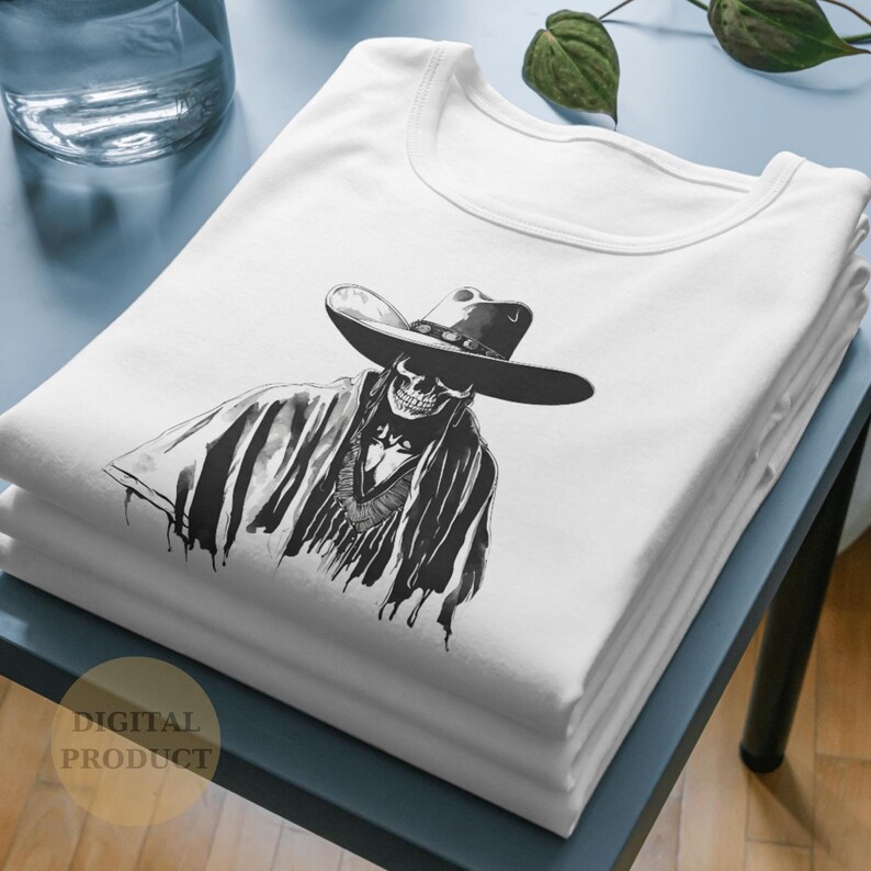 Cowboy Hat With Skull Png Svg, Western Skull Cowboy Shirt Design Png, Skull With Cowboy Hat Svg ...