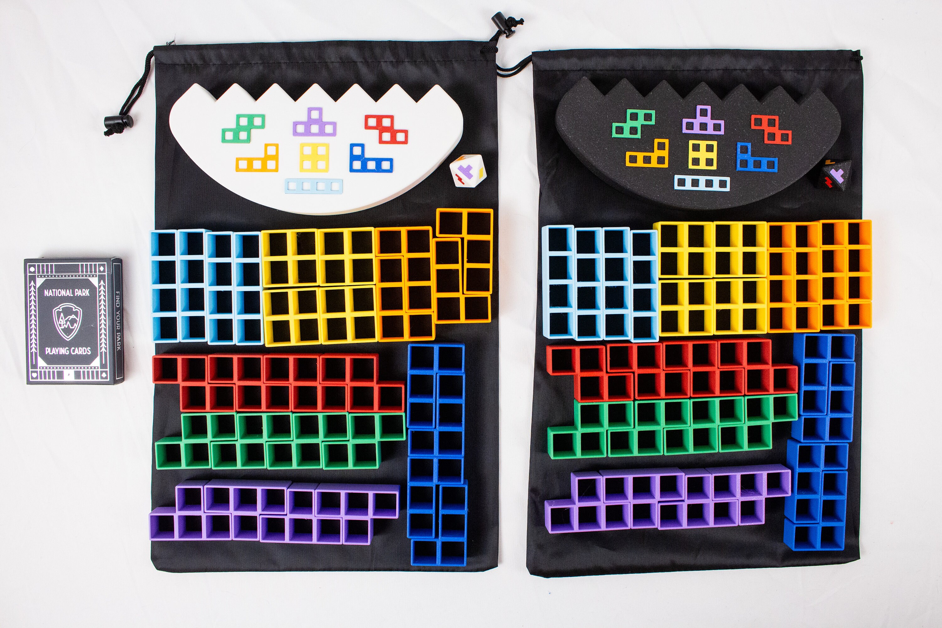 Tetromino Tumble Tetris-inspired Balance Game black Base & D8 Die Retro ...