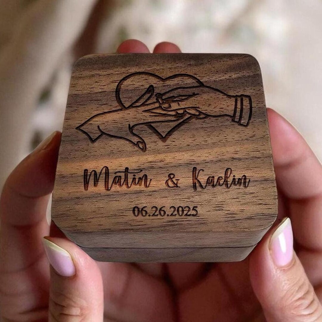 Personalized Wooden Wooden Ring Box: Engraved Proposal Holder, Bridal ...