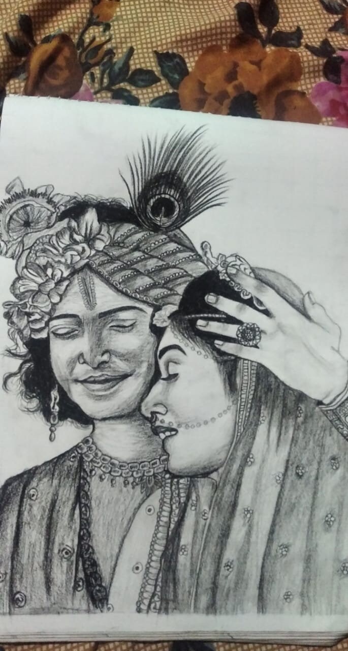 Radha Krishna Full Sketch