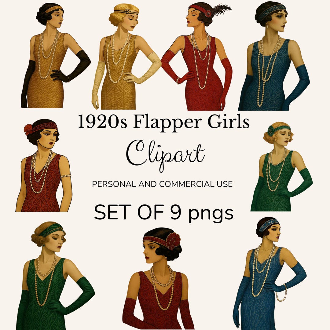 1920s Inspired Clipart | Flapper Girls | Roaring Twenties | Digital ...