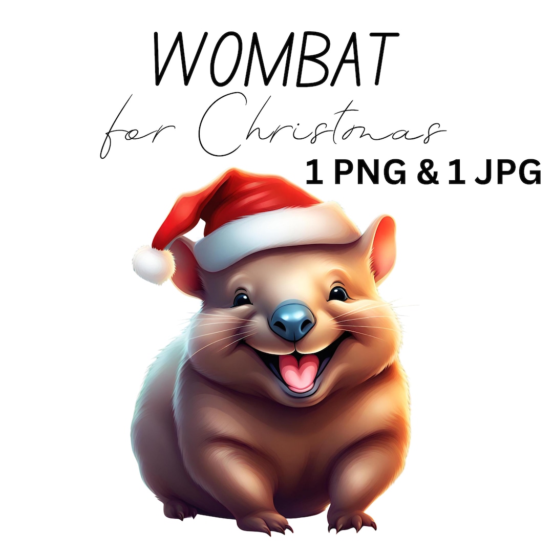Australian Christmas Christmas Wombat Red Santa Hat Animals in Hat ...