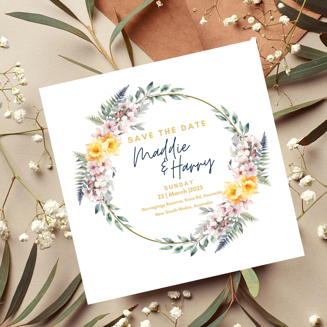 Save the Date | Square Template | Simple Template | Digital Download ...