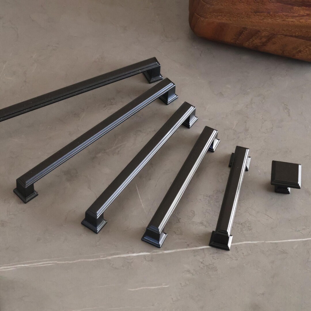 Hampton Style Cabinet Handles Matte Black Drawer Pull for Kitchen ...