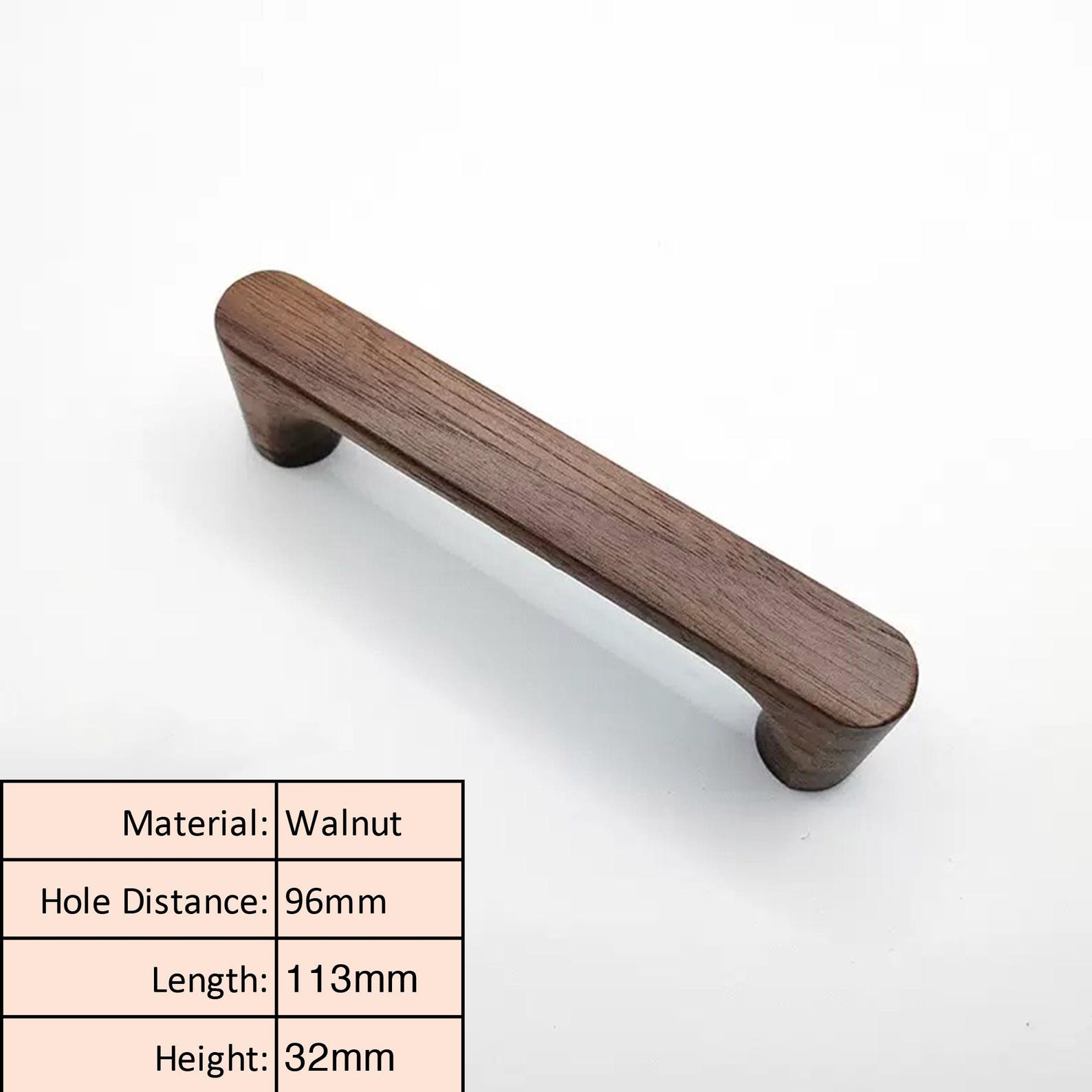 Walnut Natural Wood Cabinet Drawer Handles – Design Pulls for Cupboard ...