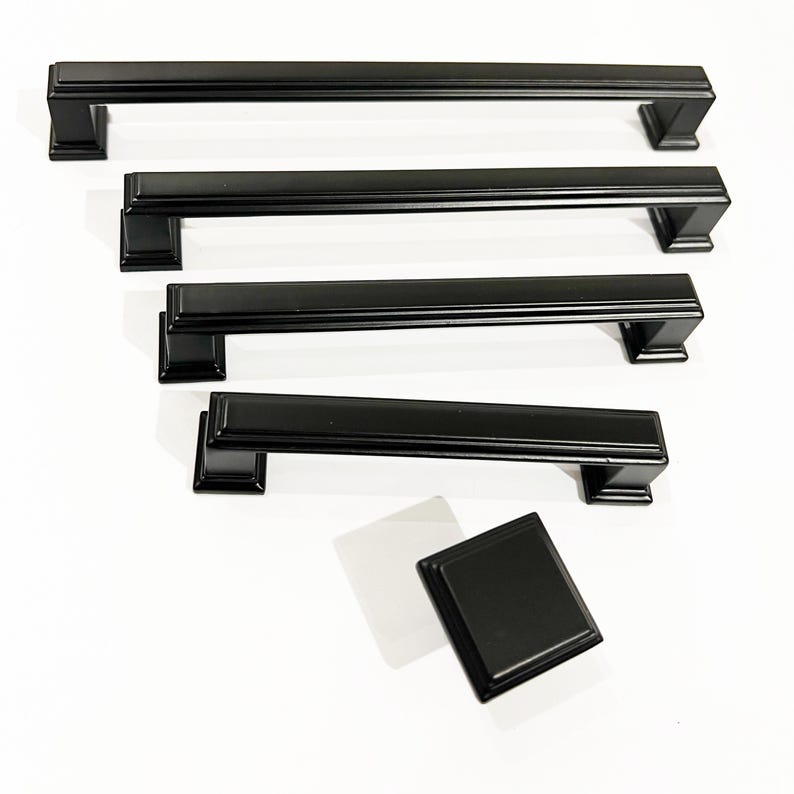 Hampton Style Cabinet Handles Matte Black Drawer Pull for Kitchen ...
