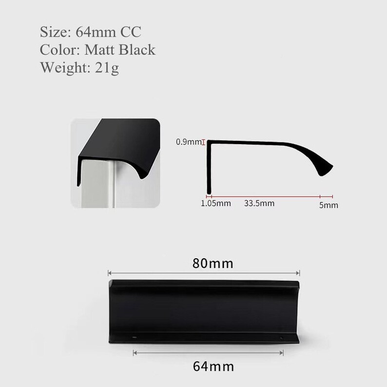 Kitchen Lip Pulls Handles Cupboard Door Cabinet Drawer Contemporary ...