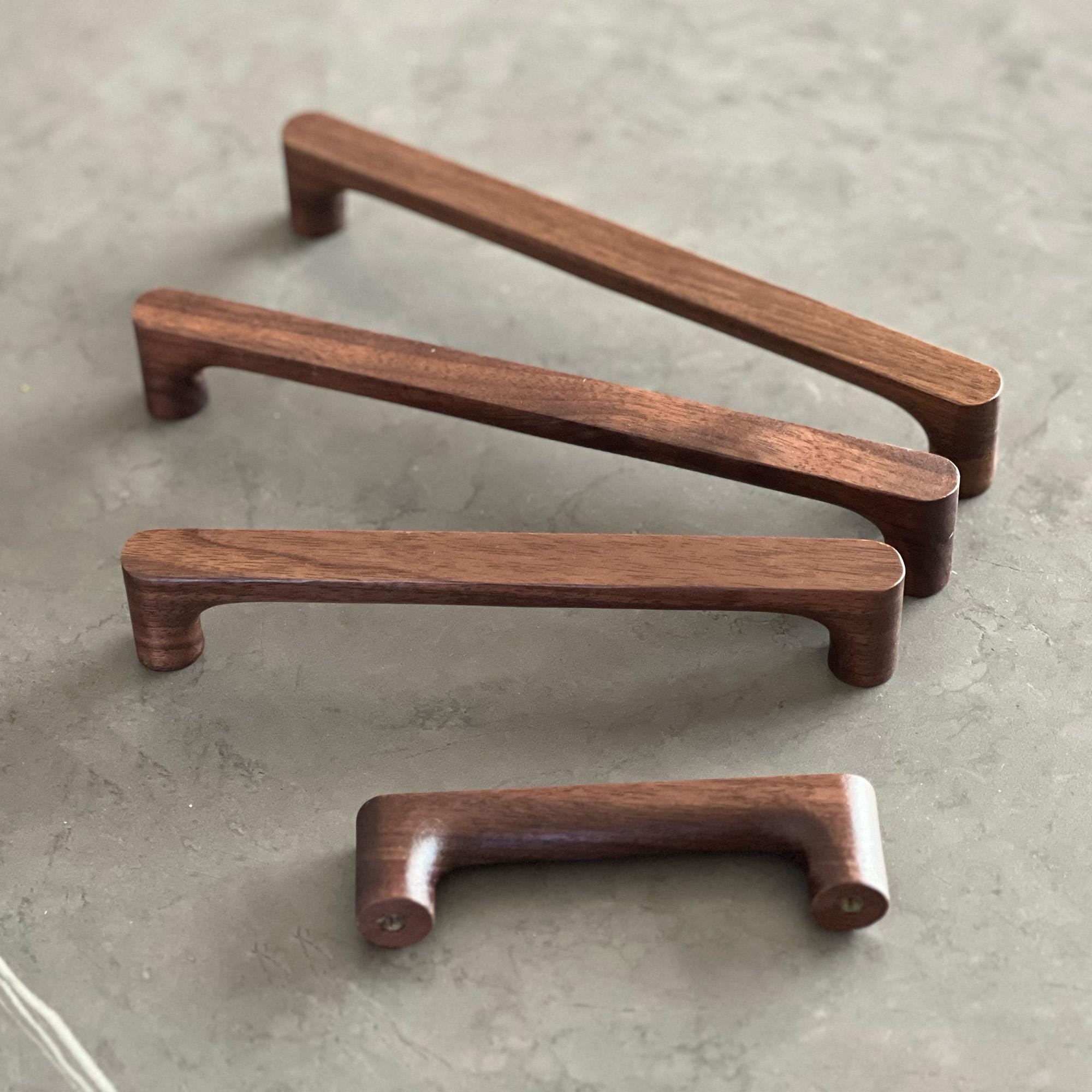 Walnut Natural Wood Cabinet Drawer Handles – Design Pulls for Cupboard ...