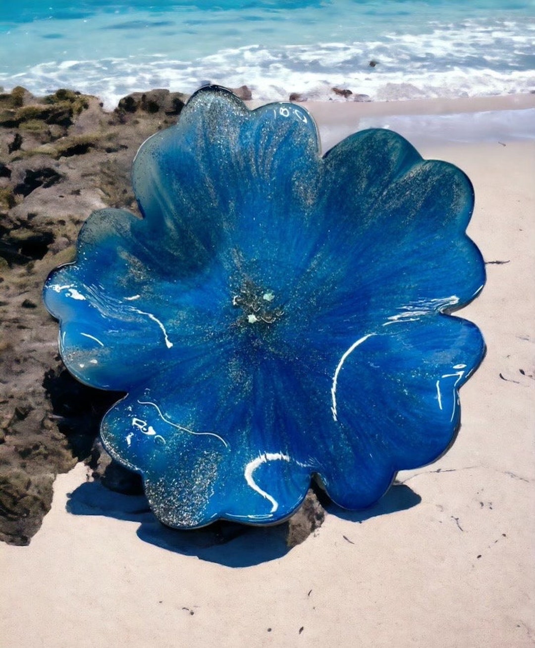 Robinsnestepoxyart Handmade Blue and Silver Epoxy Resin Decorative Bowl ...