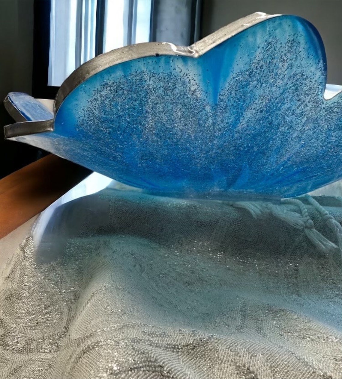 Robinsnestepoxyart Handmade Blue and Silver Epoxy Resin Decorative Bowl ...