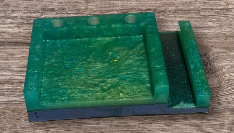 Robinsnestepoxyart Handmade Teal and Blue Post-it Note Holder With Pen ...