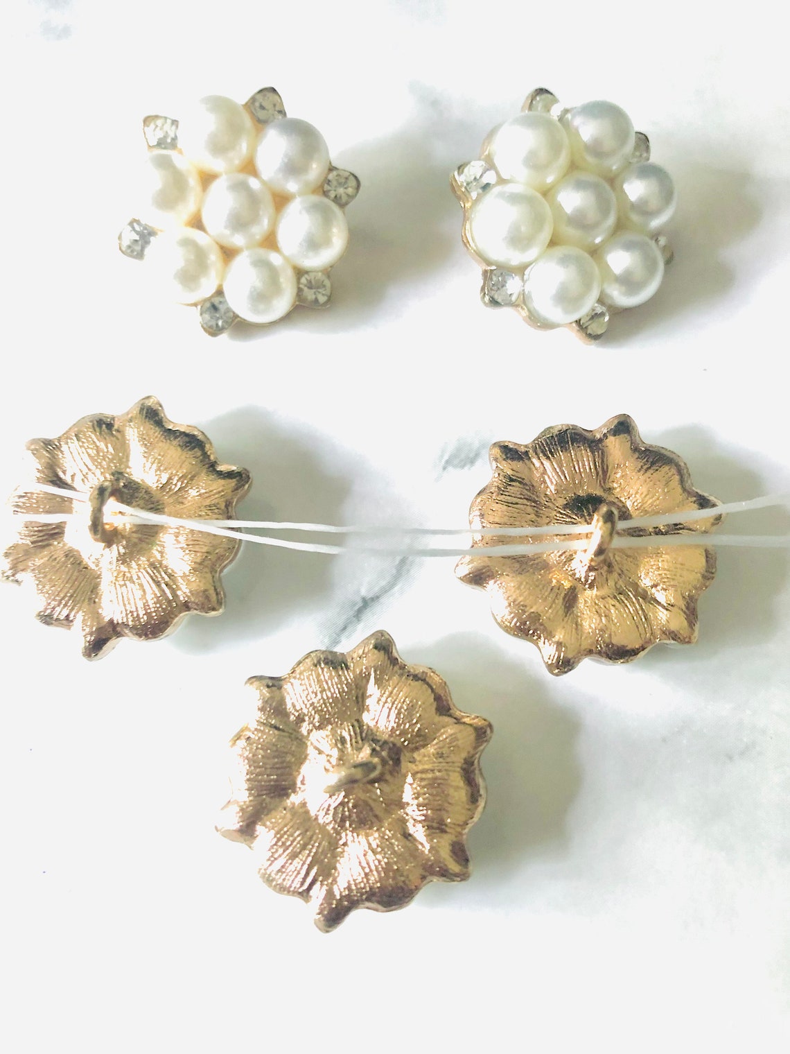 23mm Faux Pearls and Rhinestones Buttons Large Buttons for Clothing ...