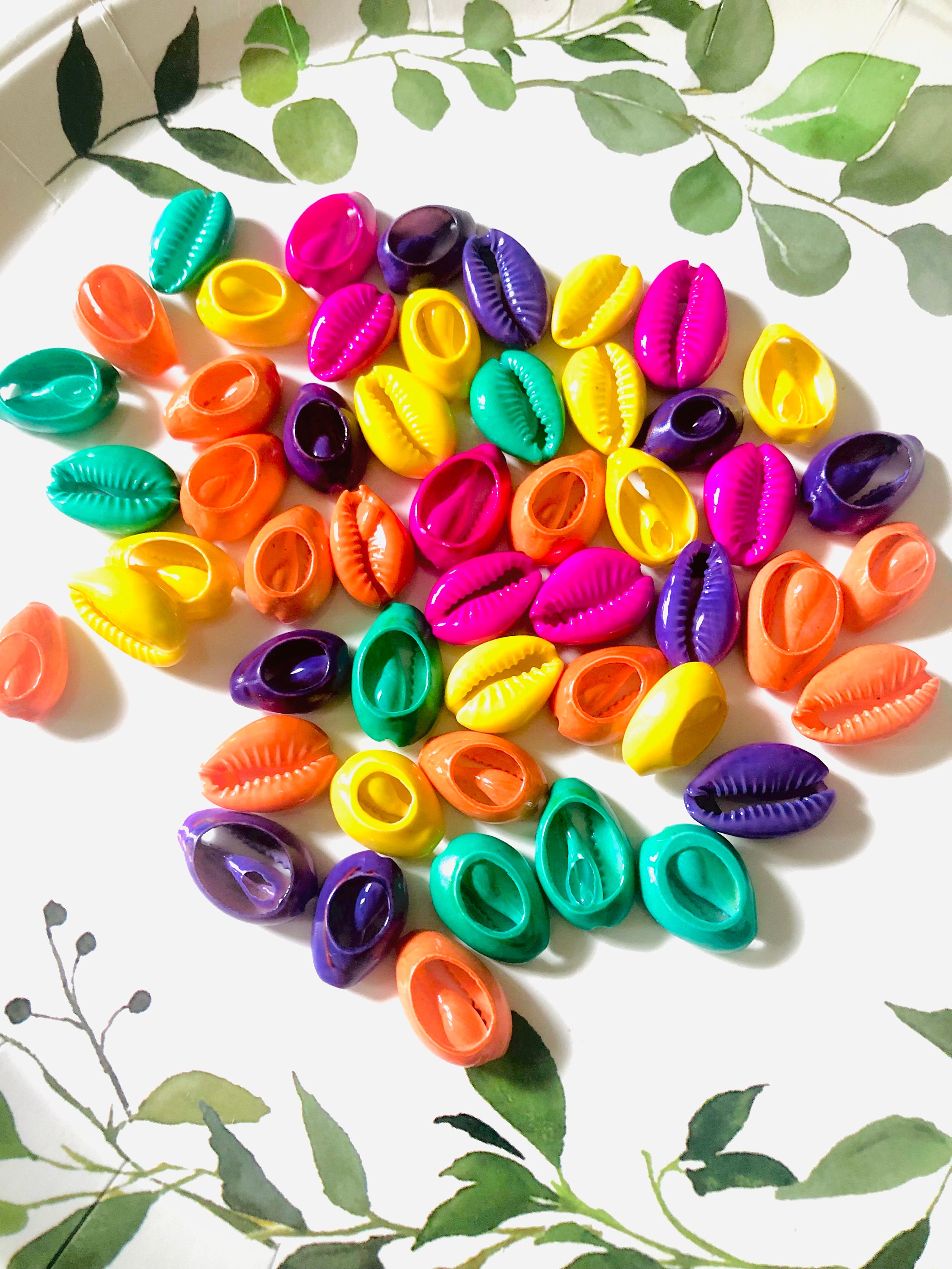 Tie Dye Cowrie Shell Beads | No Hole Sea Shells, DIY Jewelry Making - Etsy