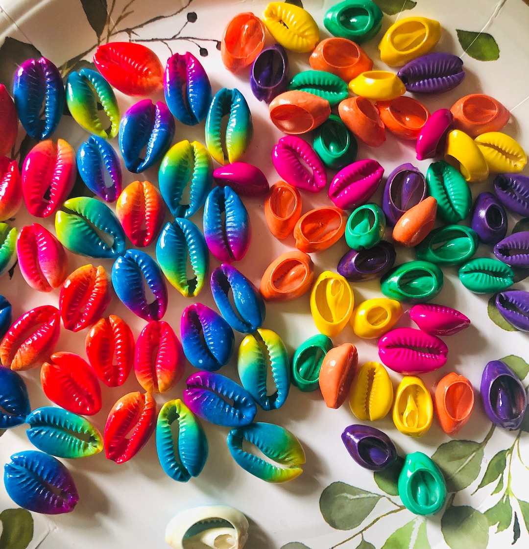 Tie Dye Cowrie Shell Beads | No Hole Sea Shells, DIY Jewelry Making - Etsy