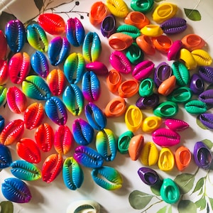 Tie Dye Cowrie Shell Beads | No Hole Sea Shells, DIY Jewelry Making - Etsy