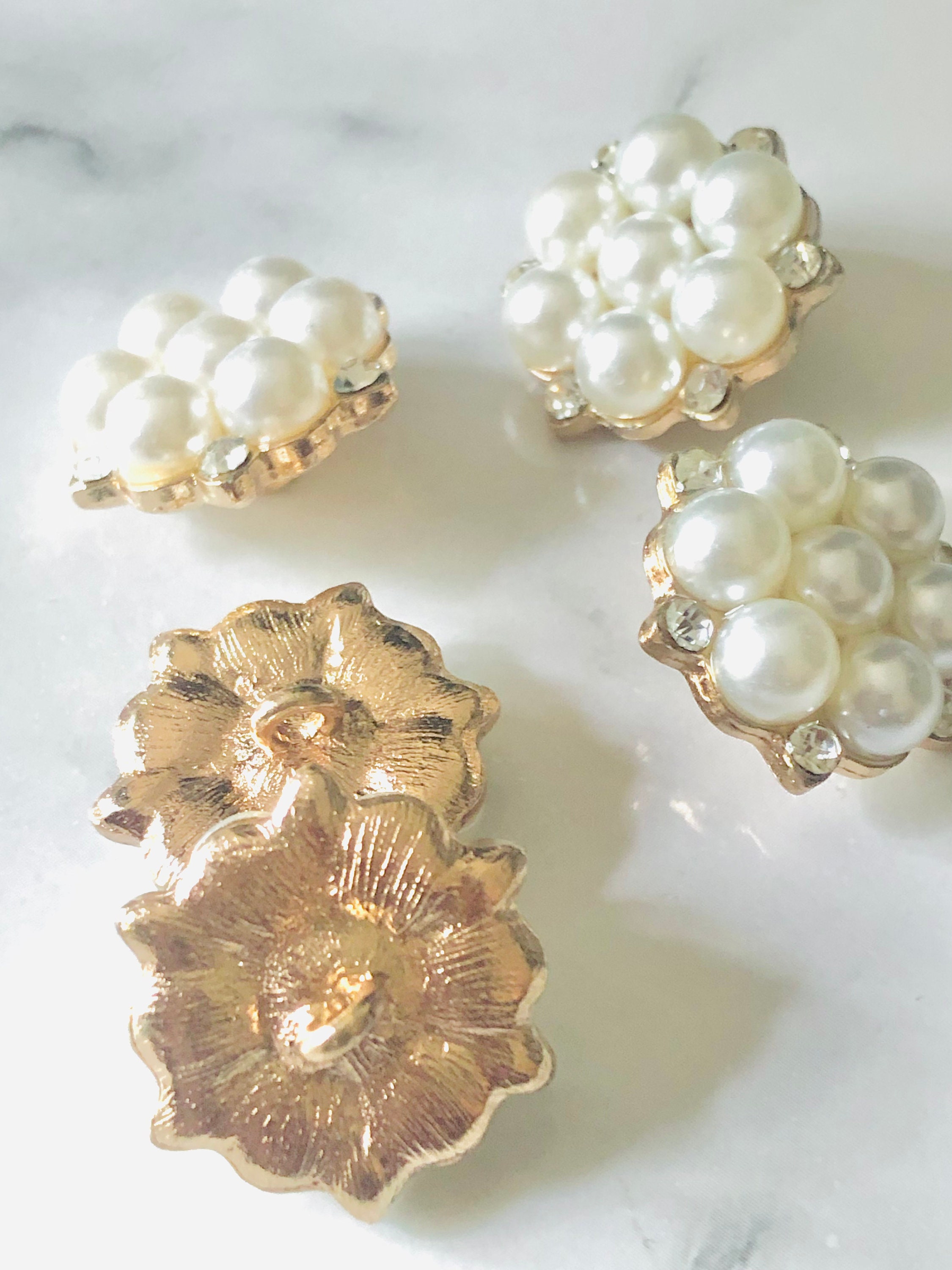 23mm Faux Pearls and Rhinestones Buttons Large Buttons for Clothing ...