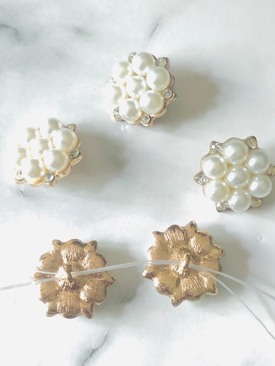 23mm Faux Pearls and Rhinestones Buttons Large Buttons for Clothing ...