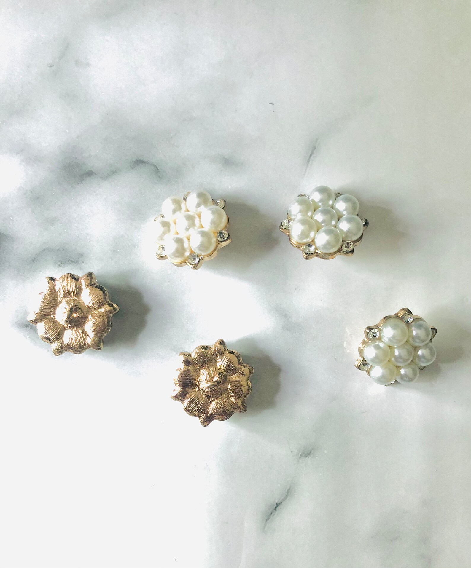 23mm Faux Pearls and Rhinestones Buttons Large Buttons for Clothing ...