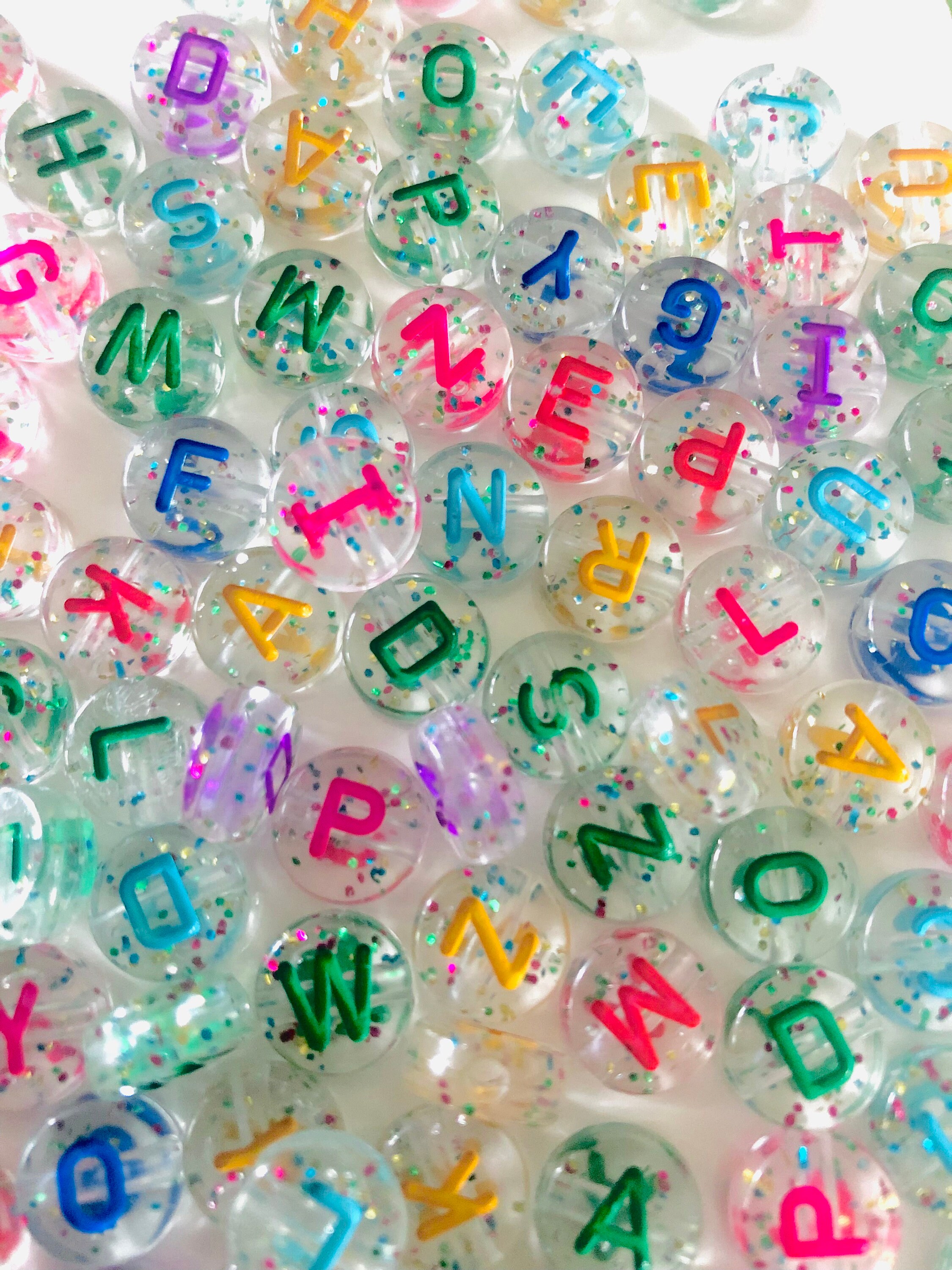 10mmconfetti Letter Beadglittery Letter Bead Confetti Letter Beads for ...
