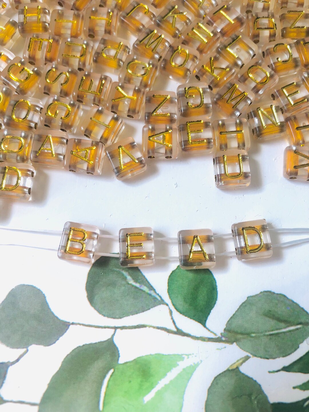 8mm Square Double Holes Letter Beads| Gold Letters DIY Jewelry Letters ...