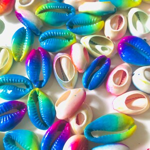 Tie Dye Cowrie Shell Beads | No Hole Sea Shells, DIY Jewelry Making - Etsy