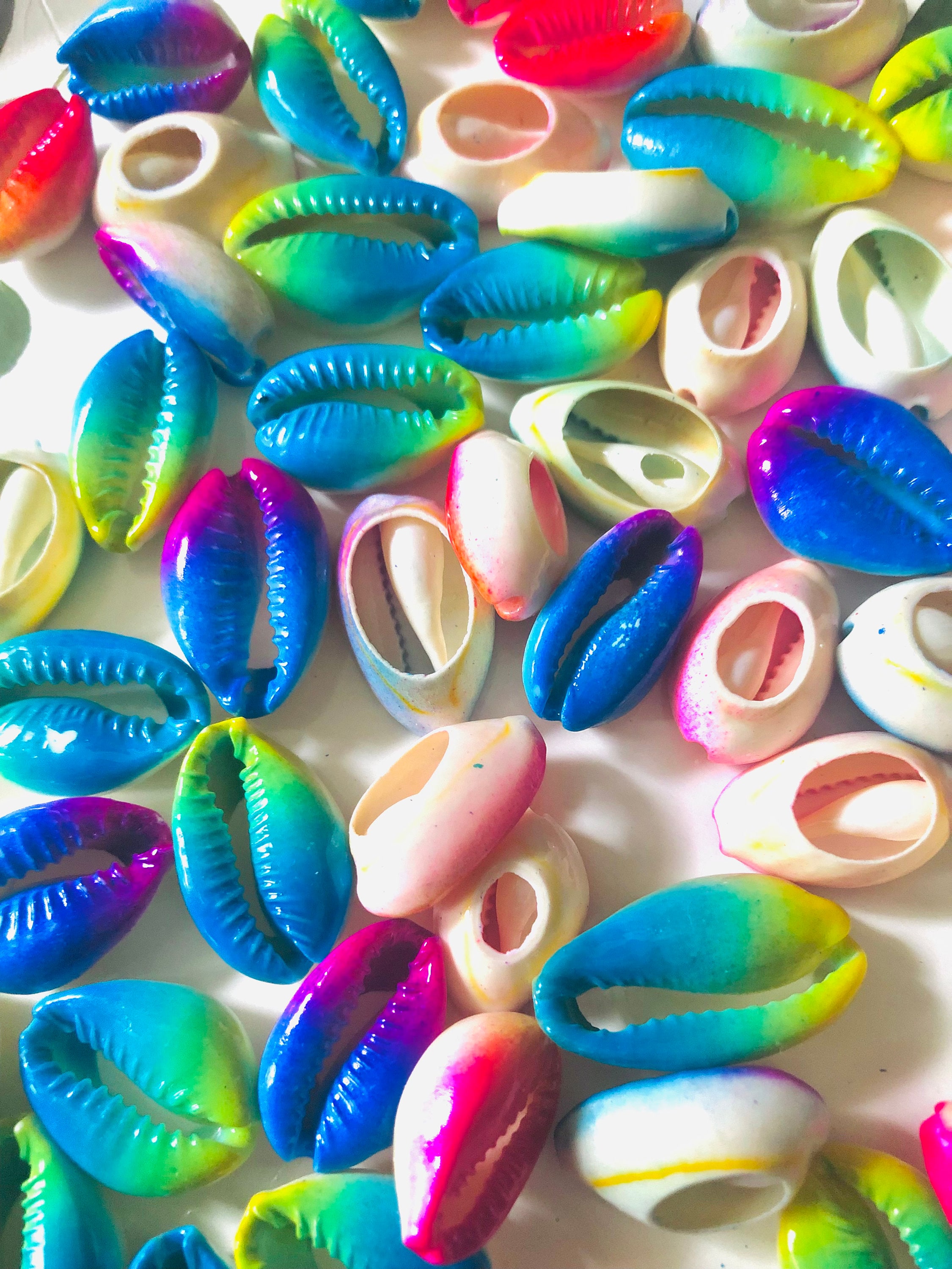 Tie Dye Cowrie Shell Beads | No Hole Sea Shells, DIY Jewelry Making - Etsy