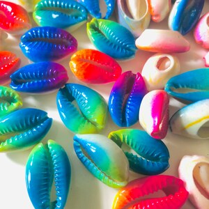 Tie Dye Cowrie Shell Beads | No Hole Sea Shells, DIY Jewelry Making - Etsy