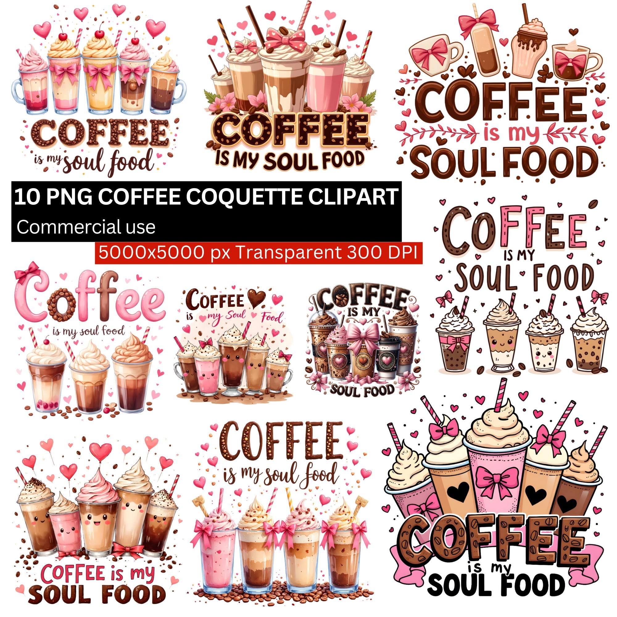 Coffee Coquette Clipart, 10 PNG Coffee Aesthetic Clipart, Coffee is My ...